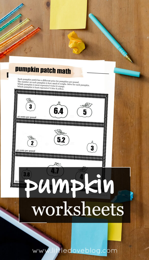 pumpkin worksheets for elementary school - Little Dove Blog