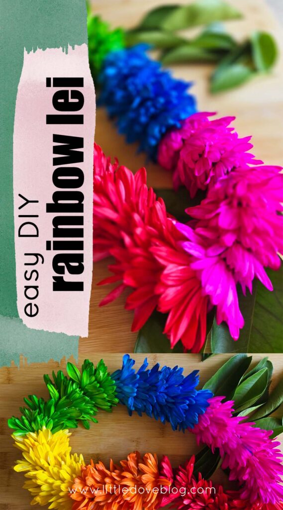 easy rainbow floral lei - Little Dove Blog